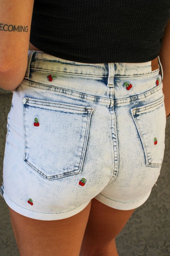 Cherry Embroidered Shorts | Stevie + Alice
